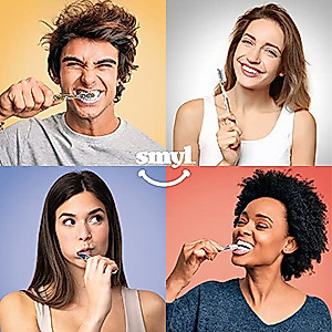 BioSwiss SMYL Toothbrushes with Powerful Soft Nylon Bristles for Adults - Unique Fashion Forward Printed Designs, Oral Care, Effectively Remove Plaque and Tartar Build Up (1 Pack, Fine Stones Yellow)