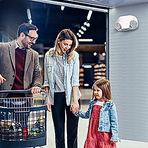 SASELUX Led Emergency Light with Remote Capable, Adjustable LED Lamp Heads Exit Lighting, Backup Battery White Emergency Lights, 120V-277V Dual Voltage, UL Certified (1 Pack)