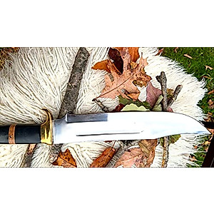 Dundee 440C Crocodile Bowie Knife Full Tag Paper Cutting Shapening With Hand Stitch Leather Sheath