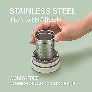LocknLock Metro Tea Mug Mint 13oz/400ml, Tea and Coffee Mug Cups with Tea Infuser Strainer, Lid and Handle, Double Wall Stainless Steel Vacuum Insulated Travel Tumbler