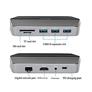 XUNMAIFHB Portable Docking Station,9-in-1 Multi-Function Type-C Docking Station HUB USB-c HDMI, USB3.0, SD Card, TF Card, Gigabit Network Card, 3.5MM Audio Interface Fast Transmission