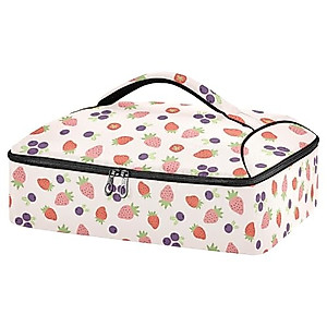 Kcldeci Insulated Thermal Food Carrier Insulated Casserole Carrier for Hot or Cold Food,Berries Insulated Tote Bag for Potluck Cookouts Parties Picnic,Lasagna Lugger