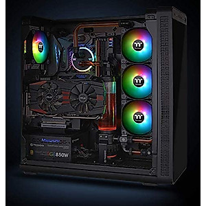 Thermaltake Pure 12 ARGB 5V Motherboard Sync/Analog Controller 16.8 Million Colors 9 Addressable LEDs 120mm Hydraulic Bearing Case/Radiator Fan, 3 Pack CL-F079-PL12SW-A