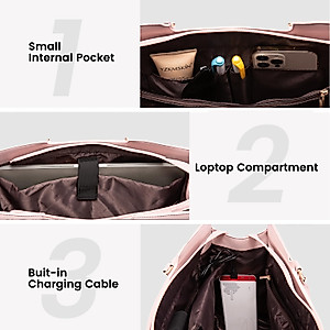 LOVEVOOK Laptop Bag for Women, Large Computer Tote Bag Handbag Shoulder Bag With Clutch Purse, Business Work Briefcase Travel Bag, 2 PCs 15.6-inch, Pink-White