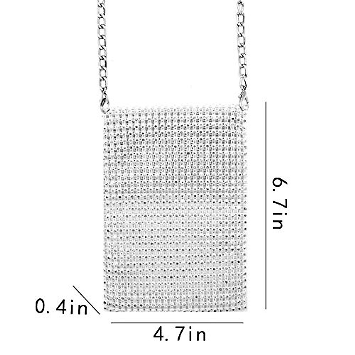 AIBEARTY Women Girls Sparkly Rhinestone Cell Phone Purse Mini Crossbody Bag Evening Clutch Shoulder Bag with Metal Chain
