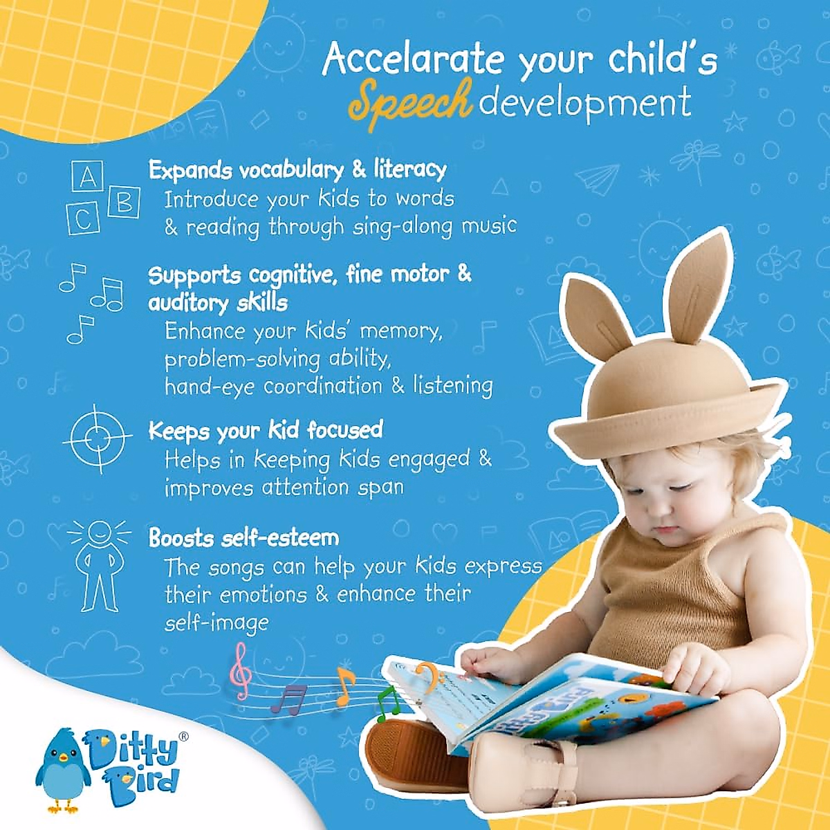 Ditty Bird Chinese Nursery Rhymes Book Children Songs Edition | Bilingual Musical Book for Toddlers, English & Chinese | Fun, Interactive Sound Books for Babies & Toddlers | Mandarin Book for Learning