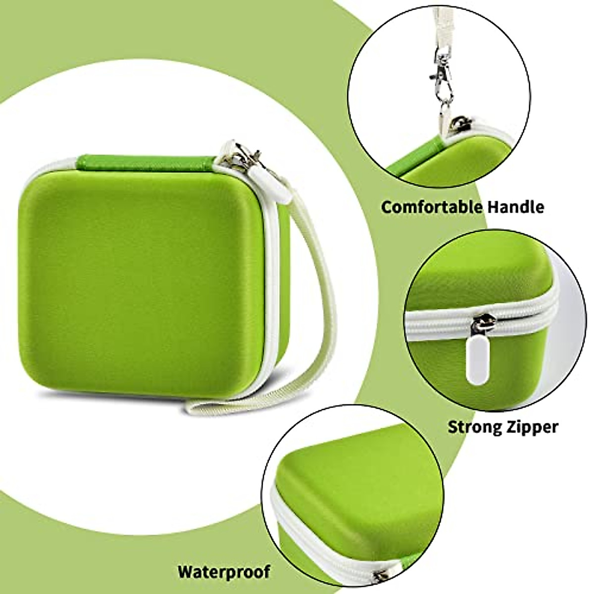 Case Compatible with Makeid HD(300dpi) Label Maker Machine with Tape, Hard Travel Thermal Label Printer Carrying Storage Bag Holder with Accessories Mesh Pocket (Box Only) - Green