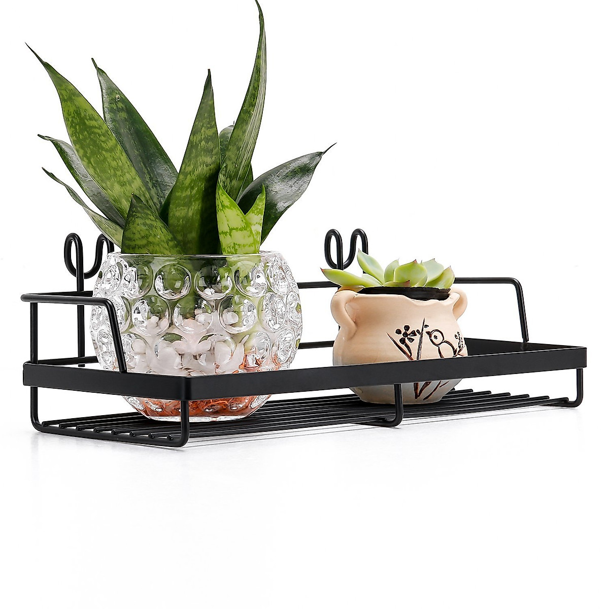 Kaforise Hanging Basket for Wire Wall Grid Panel, Multi-Function Wall Storage and Display Basket, Small Size, Black Painted