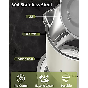 FeeKaa Travel Electric Kettle, Portable Foldable Kettle, 304 Stainless Steel, Small Electric Kettle for Boiling Water with Temperature Control, Tea Kettle for Coffee & Tea, Home & Outdoor, 600ml 600W