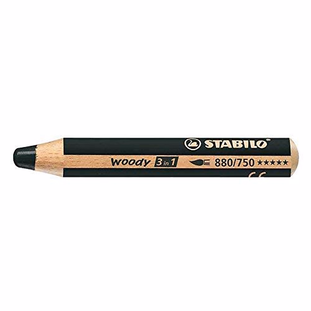 3 x STABILO Woody 3 in 1 Multi-Talented Jumbo Pencil - Black (880/750)
