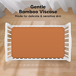 2-Pack Crib Sheets for Boys, Girls - Viscose Derived from Bamboo Fitted Crib Sheet, Baby Crib Sheets Neutral, Crib Mattress Sheet, Toddler Bed Sheets, Baby Sheets for Crib Fitted Sheets (Rust)