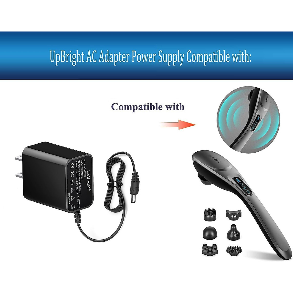UpBright 8.4V AC/DC Adapter Compatible with Vivreal LY-651A Cordless Massager Rechargable Foot Back Body Massage LY651A Viv real HK15-HASF0841000 HK15HASF0841000 8.4VDC 1A Power Supply Battery Charger