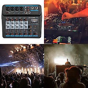 Depusheng U6 Audio Mixer 6-channel USB Audio Interface Mixer, DJ Sound Controller Interface with USB,Soundcard for PC Recording,Built-in 48V Phantom Power for Home Music Production,Live Streaming