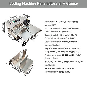 INTSUPERMAI Solid-Ink Coding Continuous Printing Machine Wheel Label Coding Date Paper Printer (Stainless Steel Widen)