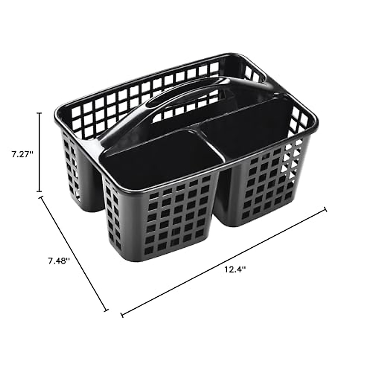 Haundry Plastic Shower Caddy Basket with 3 Compartments, Portable Divided Cleaning Supply Storage Organizer with Handle (Black)