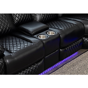Power Recliner Sofa Sectional Couches with Speaker LED Light Strip Cup Holders Console Table Storage for Home Theater Living Room Office