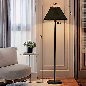 Black Pole Floor Lamp Simple Design Tall Lamp with Dark Green Shade Standing Lamp with LED Bulb for Living Room and Bed Room