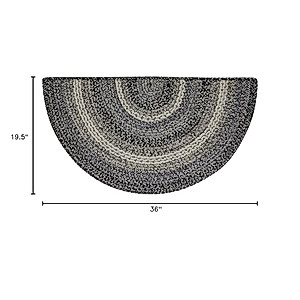VHC Brands Sawyer Mill Black White Jute Rug Half Circle w/Pad 19.5x36