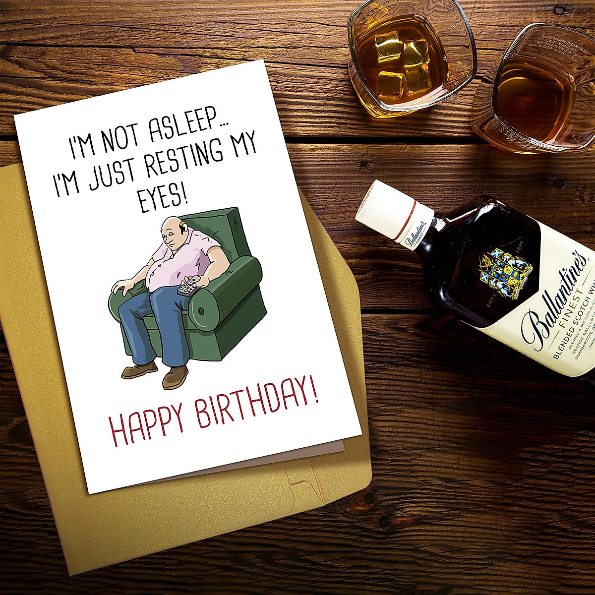 Funny Birthday Card for Men, Humorous Birthday Card for Dad Grandpa Uncle, Happy Birthday Card for Old Guy, Not Asleep Just Resting Eyes
