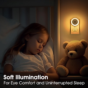 Night Light, Night Lights Plug into Wall [4Pack], Nightlight with Light Sensors, LED Night Light for Kids Room, Baby Night Light, Bathroom Night Light, Stair Lights, Hallway Light, Warm White