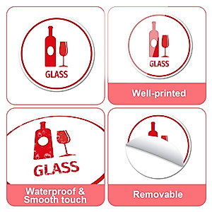 Recycle Sticker for Trash Can, 12 Pieces Trash and Recycle Stickers, Recycling Sorting Sticker Signs Decals Battery Glass Food Waste Paper Plastic Aluminum for Home Kitchen Outdoor Decals (Round)