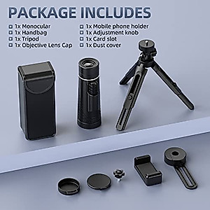 Monocular Telescope - 80x100 Small Monoculars for Adults High Powered, Night Vision Compact Monocular for Smartphone Adapter, Handheld Telescope with Tripod for Bird Watching Hunting Camping Travel