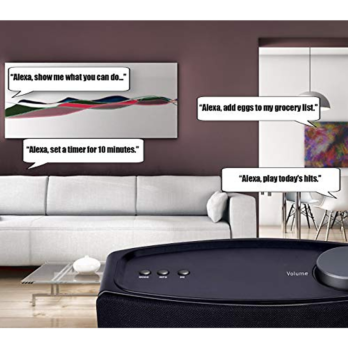 Naxa Electronics NAS-5001 Wi-Fi & Bluetooth Multi-Room Speaker with Amazon Alexa Voice Control Compatible with iPhone & Android Devices Black