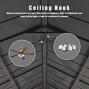 Joyside Cedar Wood Gazebo 13 x 15 ft. Wood Patio Gazebo - Cedar Wood Framed Gazebo with Metal Steel Gable Roof Hardtop Gazebo for Patio, Garden, Lawns and Parties