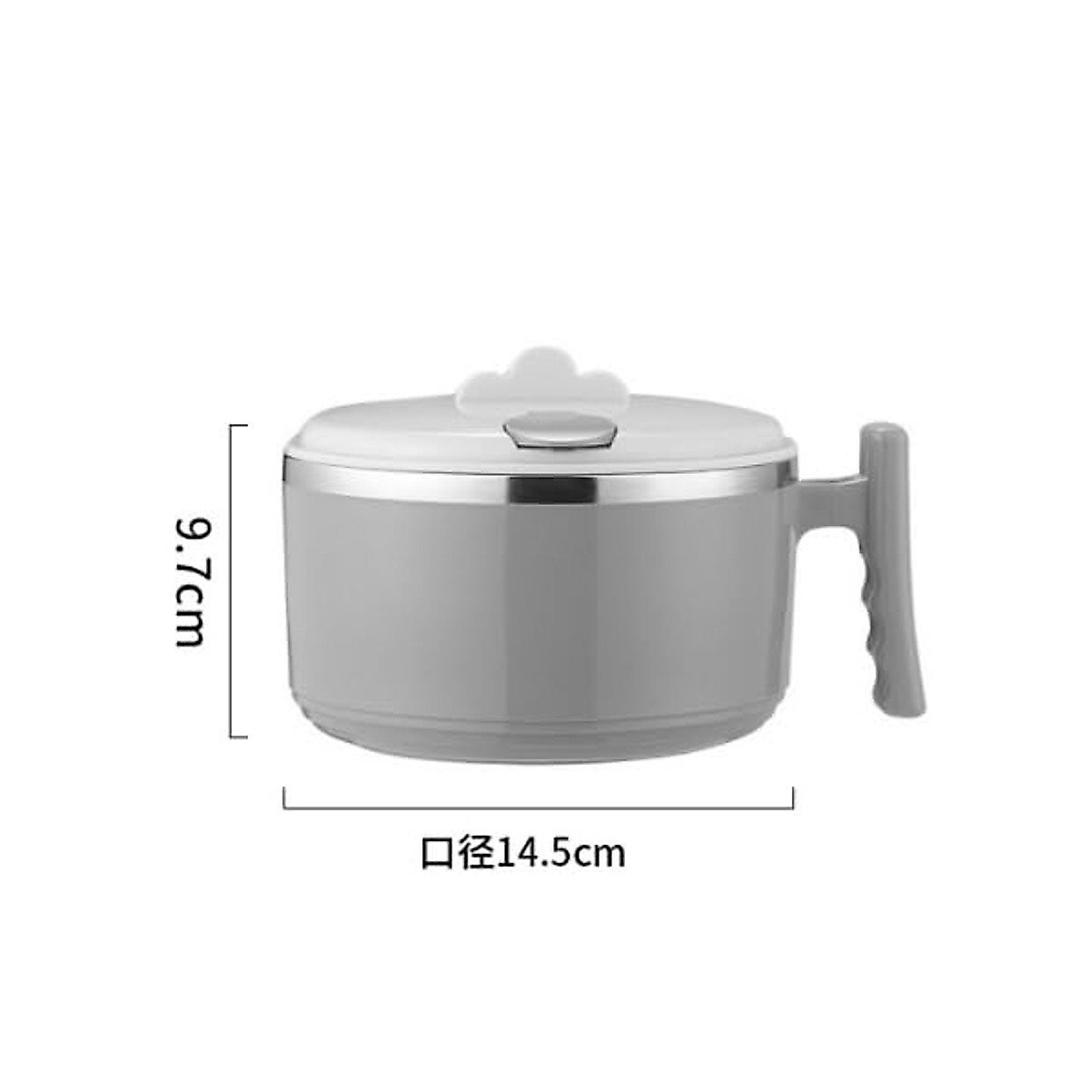 LLSB Stainless Steel Noodle Bowl with Lid Fast Food Cup Rice Bowl Spoon Chopsticks Cutlery Set