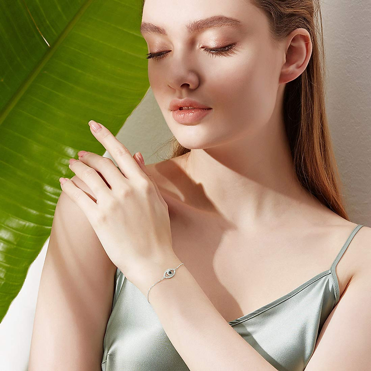 FANCIME 925 Sterling Silver Evil Eye Bracelet Yom Kippur Women Bracelet Gifts Fine Lucky Jewelry for Women Friends