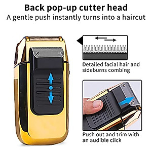 DSP® Bald Shaver for Men Shavers for Men 2 in1 Barber Shaver with Precision Trimmer 3-Speed Electric Razor with LED Digital Display Stainless Steel (Gold)