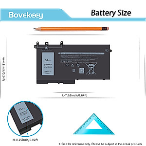 Bovekeey 93FTF Battery 51Wh 11.4V for Dell Latitude E5480 E5580 5580 5480 5280 5590 5490 5491 5290 5288 5488 5495 5591 E5280 E5490 E5590 E5290 E5591 E549, Precision 15 3520 3530 4YFVG D4CMT 83XPC