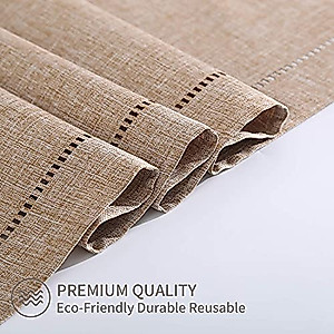 Tosewever Decorative Linen Table Runner Farmhouse Style Tabletop Collection 14 x 72 Inches Table Runners for Everyday Dining Wedding Party Holiday Home Decor (14" x 72", Light Coffee/Straight)