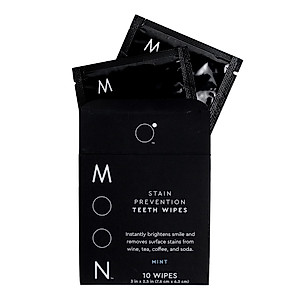 Moon Stain Prevention Teeth Wipes | Whitening + Cleansing Oral Care Wipes - 10 Wipes Per Pack