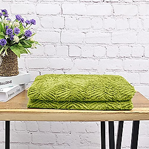 Home Soft Things Green Herringbone Brushed Throw Blanket, 50'' x 60'', Dark Citron, Lightweight Fluffy Plush Comfy Cozy Couch Bed Covers Suitable for Kids Adults Friends Home Décor