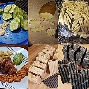 Crinkle Potato Cutter - 2.9" x 11.8" Stainless Steel French Fries Slicer Handheld Chipper Chopper Potato Carrot Chopping Knife Home Kitchen Wavy Blade Cutting Tool Large Size