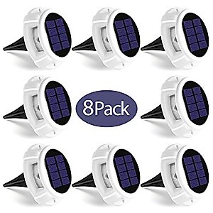 GIGALUMI 8 Pack Solar Deck Lights Outdoor, Solar Ground Lights with Constant Light Mode, Waterproof Driveway Dock LED Lights for Deck, Garden, Ground, Stair, Driveway, Pathway, Landscape