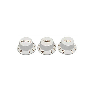 Fender Strat Knobs One Volume, Two Tone, White