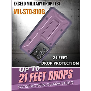 ArmadilloTek Vanguard Compatible with Samsung Galaxy S21 Ultra Case, Military Grade Full-Body Rugged with Built-in Kickstand [Screenless Version] - Purple