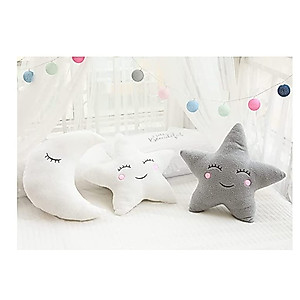 Uewidiod Star Pillow Moon Cloud Fresh Room Decoration Home Cushion Bed Pillow (Moon 20.8*11.8inch/53*30cm, White)
