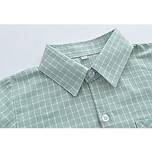 Boys Flannel Shirts Toddler Boy Button Up Shirt Boys Long Sleeve Shirts Kids Buffalo Plaid Shirts Green Boys Shirt 5T