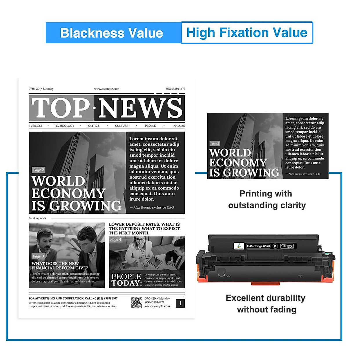 TRUE IMAGE Compatible Toner Cartridge Replacement for Canon 055H 055 Toner Canon Color ImageCLASS MF743Cdw MF741Cdw MF746Cdw MF743 MF740C MF745Cdw LBP664Cdw LBP660C Series Printer (Black, 1-Pack)