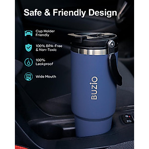 BUZIO 40 oz Tumbler with Handle & Insulated Water Bottle with Chug Lid