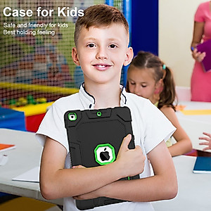 TIMISM 3-Layer Protective Case for iPad 9th/8th/7th Generation 10.2 Inch (2021-2019) | Built-in Kickstand, Military-Grade Drop Protection, Eye-Friendly Green Cover & Enhanced Grip, Black+Green