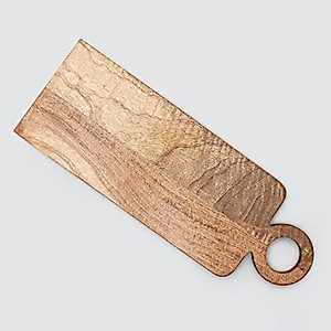 My Savory Table Mango Wood Serving Board With Enamel, Professional and Home Use Cheese Paddle Board With Handle 18 x 7 x 0.5 Inch, Natural