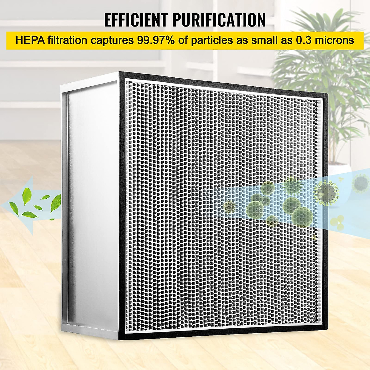 VEVOR HEPA Replacement Filter, 24''x24''x11.5'' AC Filter, True HEPA Pleated Air Filter, Air Filter Replacement with Galvanized Frame, 99.97% Standard Filter Compatible for HEPA Filter Novair 2000