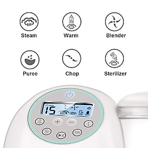 Baby Food Maker and Processor with 5 in 1 Function, Clear Touch Control Panel with LCD Display, Auto Shut-Off, BPA Free