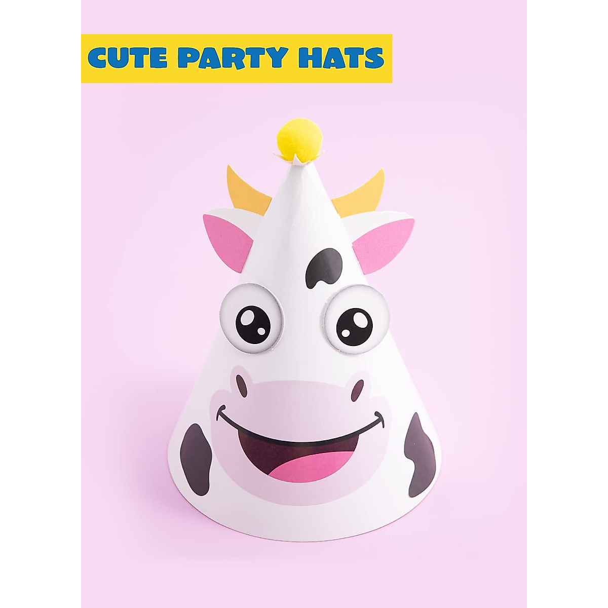 JOYIN 12 Sets Party Hats for Kids Birthday Party Games Craft Activities, Cute Animal Theme Birthday Hats Activity Kits with Stickers for Kids Holiday Party Favors