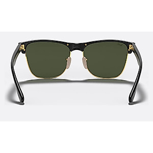 Ray-Ban RB4175 CLUBMASTER OVERSIZED 877 57M Demishiny Black/Arista/Crystal Green Square Sunglasses For Men For Women (OVERSIZED)+ BUNDLE with Designer iWear Eyewear Kit