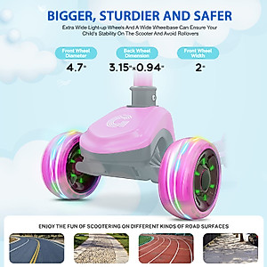 Gonex 3 Wheel Scooter for Toddler and Kids Ages 3-8, Kick Scooter for Girls Boys with Foldable Design Adjustable Height and Extra Wide Light up Wheel, Pink